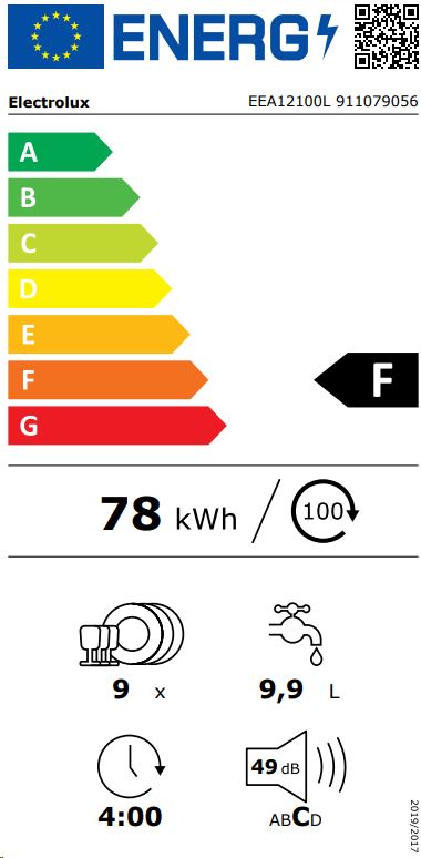 Electrolux EEA12100L beépíthető mosogatógép