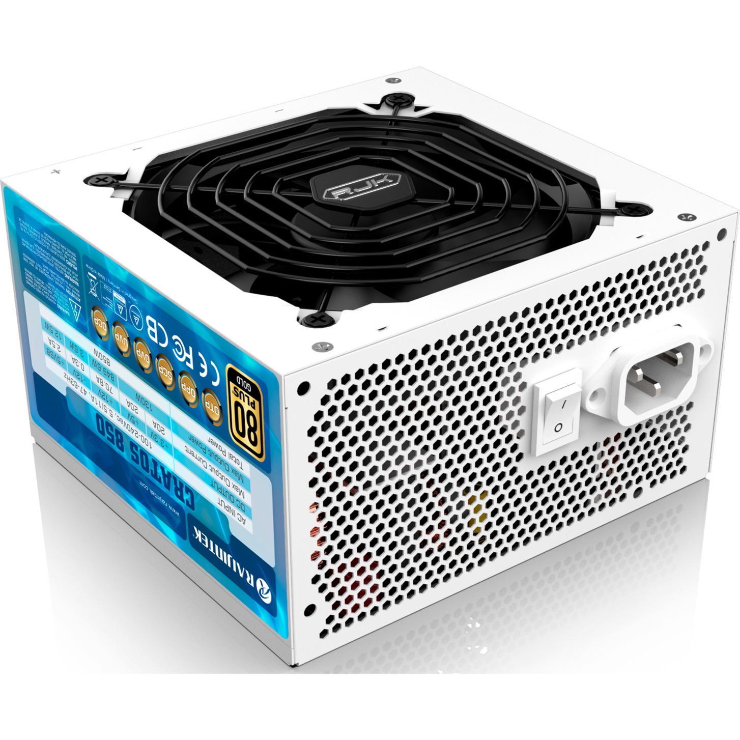 RAIJINTEK CRATOS 850 WHITE, PC tápegység (fehér, 850 watt) (0R30B00008)