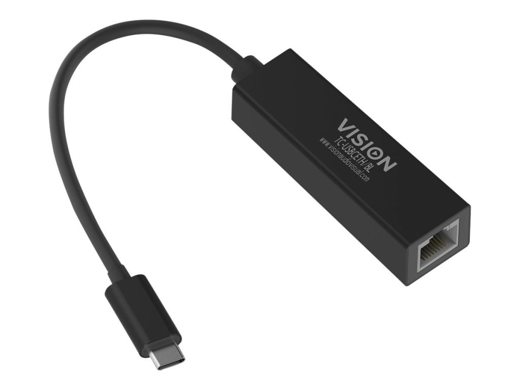 Vision USB-C Gigabit Ethernet adapter fekete (TC-USBCETH/BL)