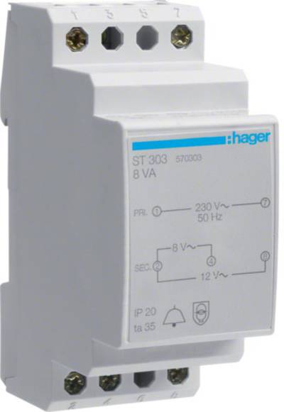 Hager Csengő transzformátor 8 V, 12 V 1 A (ST303)