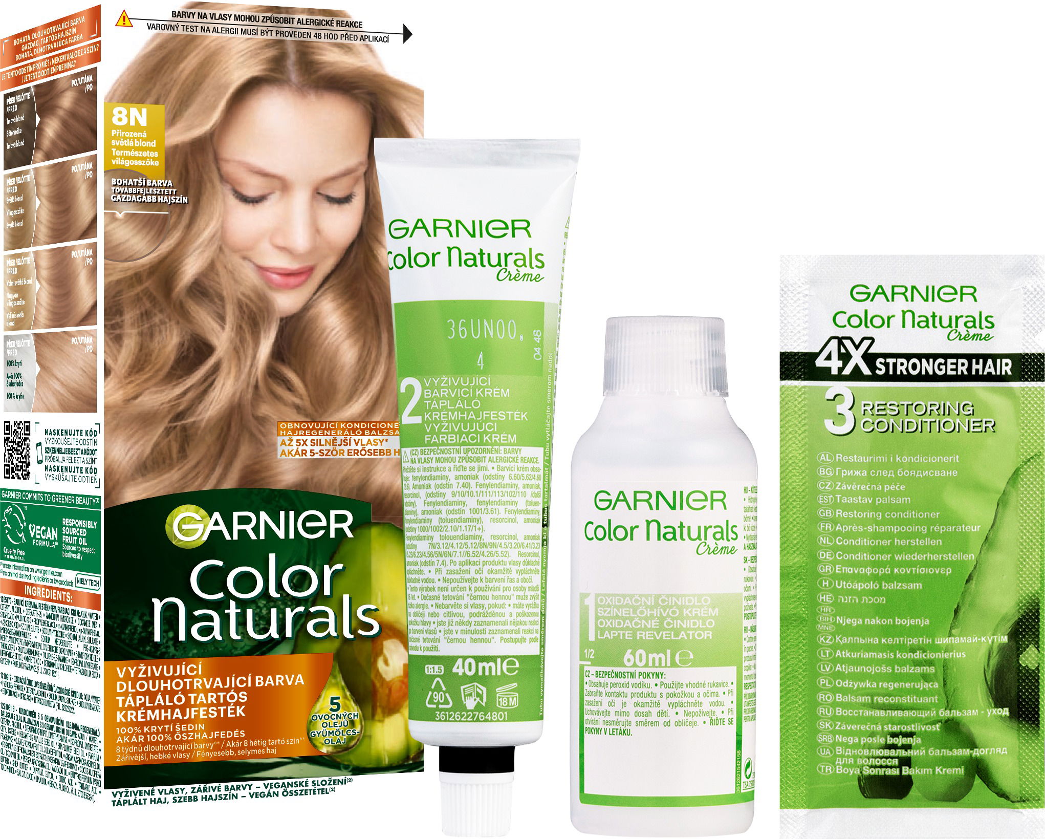 Garnier Color Naturals 8N Természetes világosszőke, 60+40+12ml