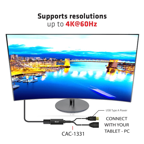 Club3D Átalakító - (HDMI 2.0 to DisplayPort 1.2 4K60Hz HDR M/F, USB-A ...