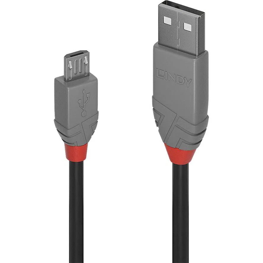 Lindy USB 2.0 USB A Micro-USB B kábel 5m Fekete-szürke (36735)