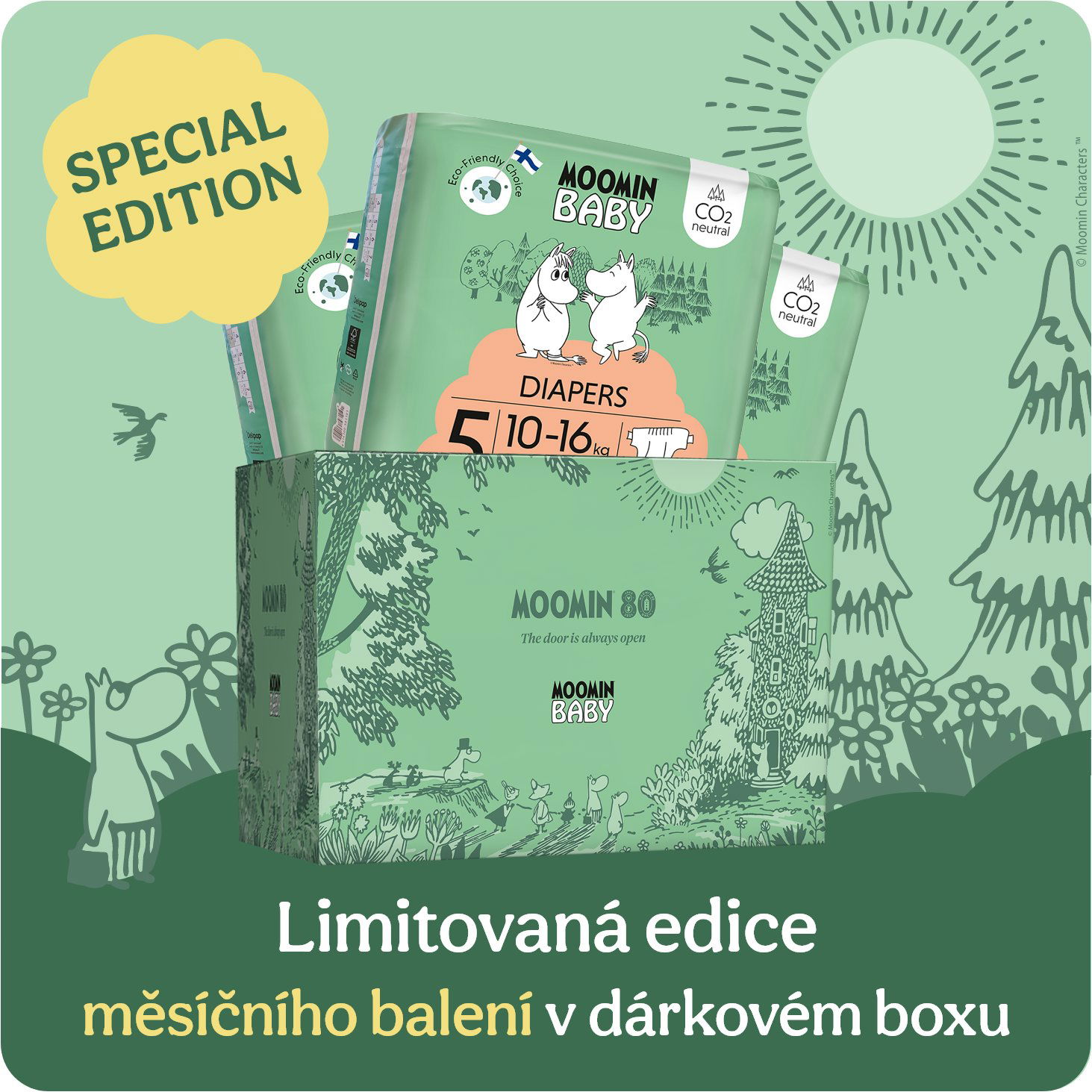 Moomin Baby Mumin Baby 5 Maxi 10-16 kg (120 darab) eldobható pelenka ...