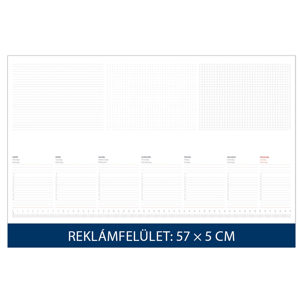 Dayliner Asztali naptár könyöklő 570 x 380 mm, fehér lapokkal kék 2026 ...