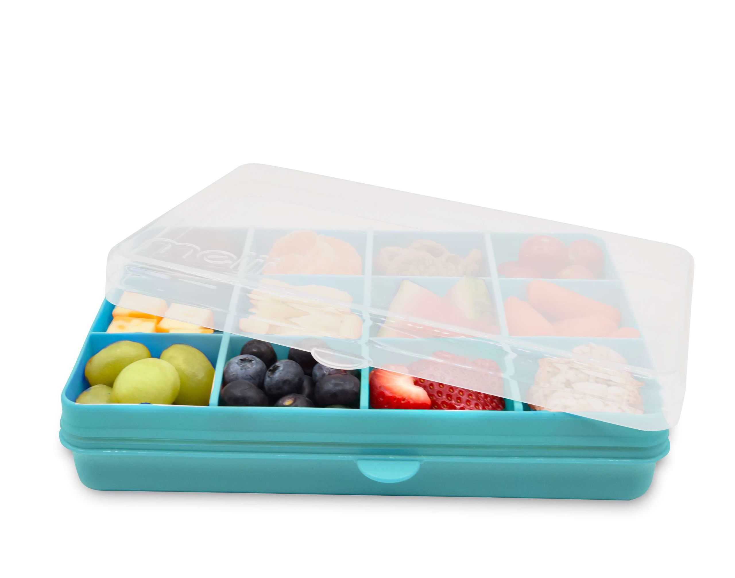 Melii Snackle Box snack doboz, kék-zöld uzsonnás doboz - osztott