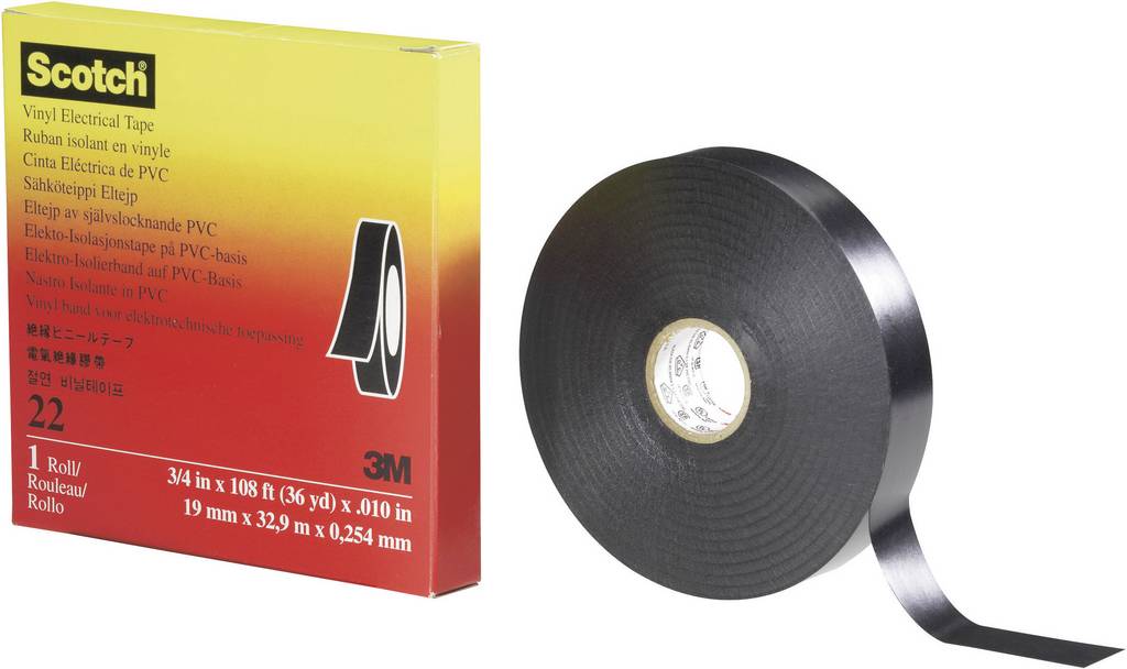 Scotch PVC elektromos szigetelőszalag, 33 m x 38 mm, fekete, 3M 22, 80 ...