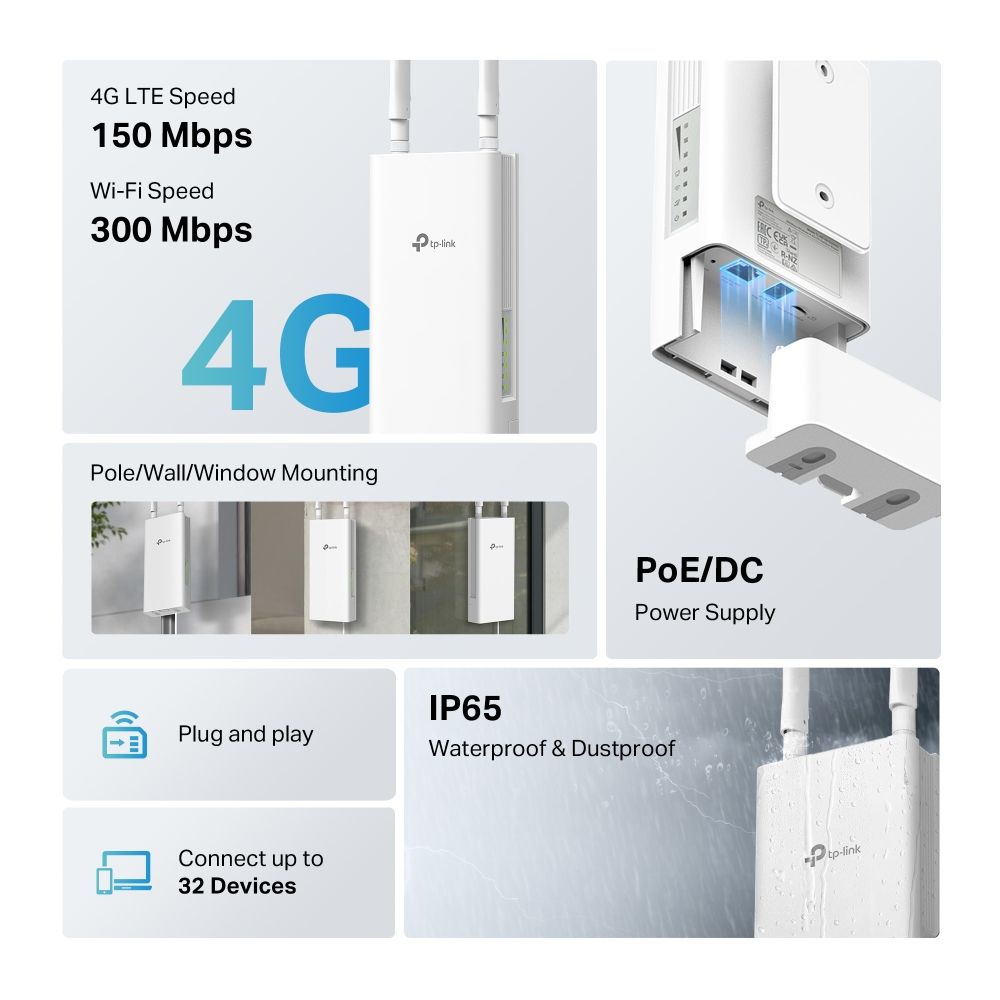 TP-Link TL-MR100-Outdoor 4G 300 Mbps Wi-Fi kültéri router
