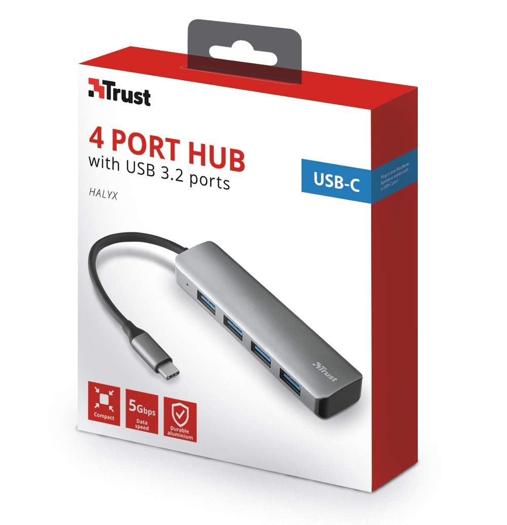 Trust Halyx Aluminium USB-C - 4-Portos USB-A 3.2 Hub (23328)